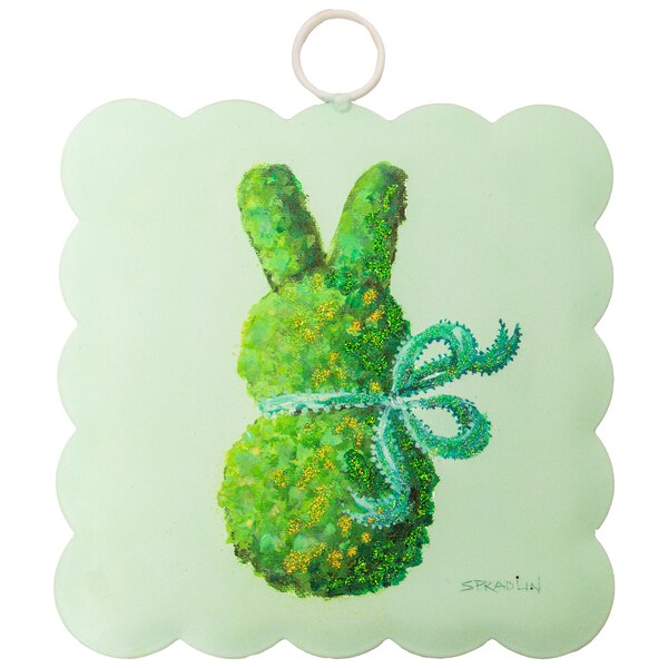Mini Scallop Art Green Boxwood Bunny by The Round Top Collection