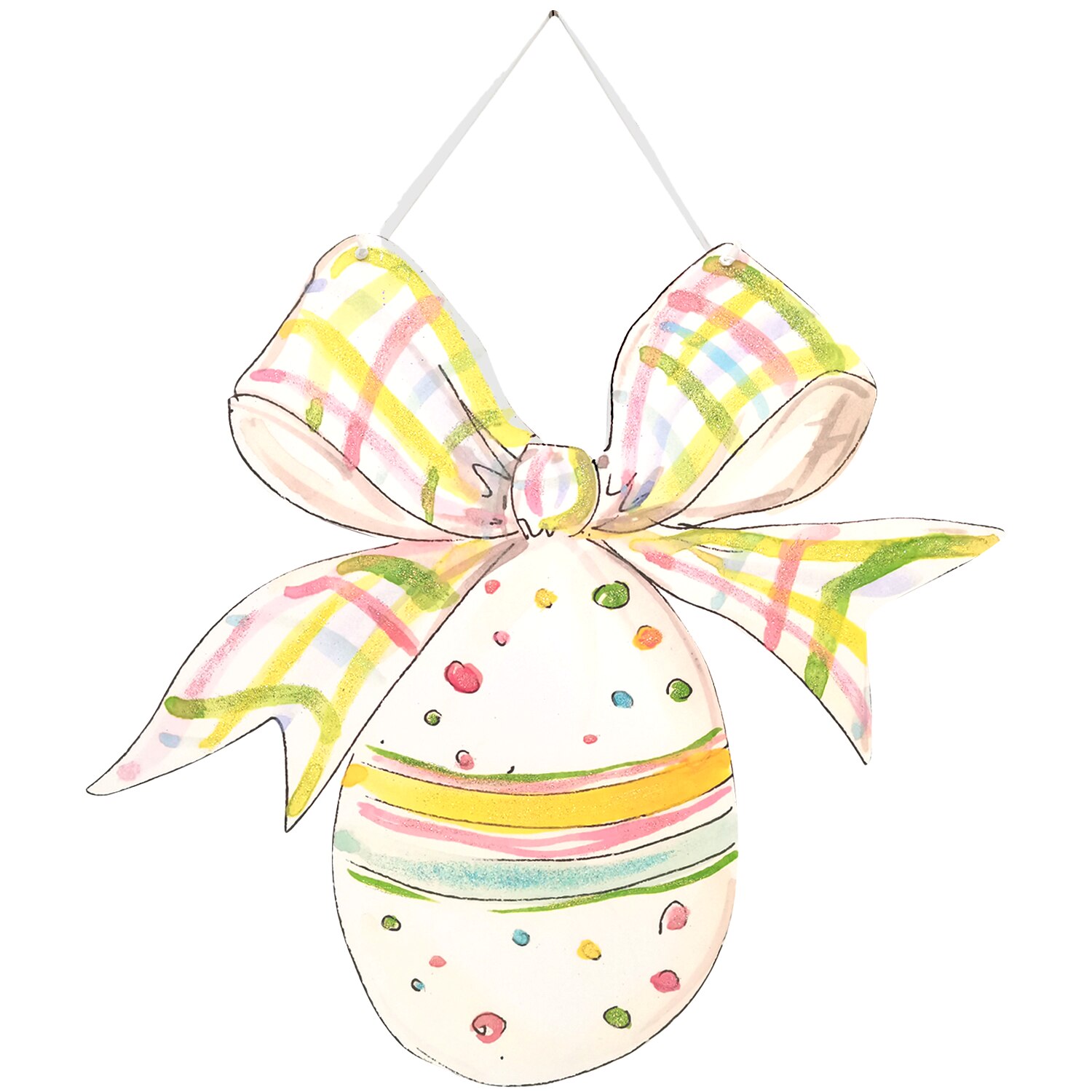 Egg & Plaid Bow PVC Door Hanger by The Round Top Collection